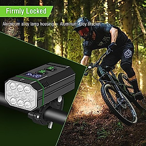 Satino L15 Bike Light for Night Riding Super Bright 1400 Lumen Rechargable USB Mountain Headlight- 10 LED, 8 Modes IP66 Waterproof Aluminum Alloy Road MTB Bicycle Front Rear Light Set
