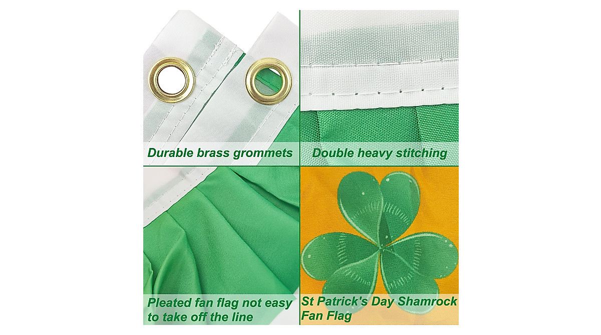 Motiloo St. Patrick's Day Ireland Fan Flags - 4-Pack Decor