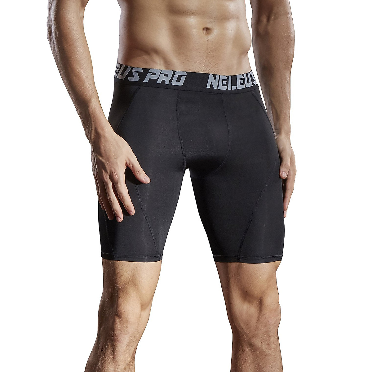 NELEUS Men's 3 Pack Sport Running Compression Shorts,6012,Black,US M,EU L