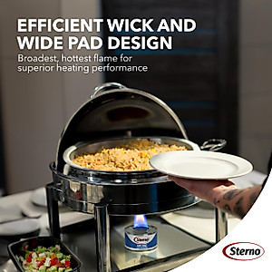 Sterno Safe Heat Chafing Fuel Cans - Chafing Dish Fuel Cans with 4-Hour Burn Time, Chafer Fuel Cans Food Warmers with PowerPad, Chafing Fuel Cans for Catering & Foodservice - 7.26 Oz Each, Pack of 12