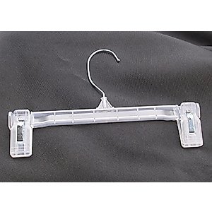 NAHANCO 6010 Plastic Skirt/Pant Hanger with Pinch Grips, Metal Swivel Hook, 10", Clear (Pack of 200)