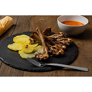 ARCOS Forged Steak Knife Set 12 pieces. 6 Knives + 6 Forks. Hardened and Tempered High-Carbon Stainless Steel with Pearl Edge for Cutting Meat. Series Mesa. Silver Color