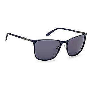Fossil Men's Male Sunglasses Style FOS 3128/G/S Rectangular, Matte Blue/Gray, 57mm, 17mm