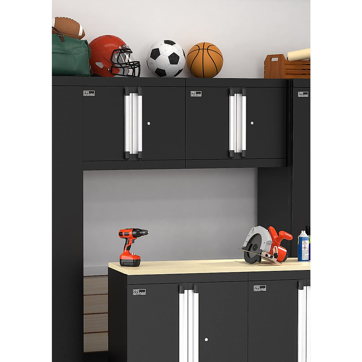 ClosetMaid ProGarage Wall Cabinet with Two Doors Lock and Shelf, for Garage Storage, Heavy Duty Steel, Black
