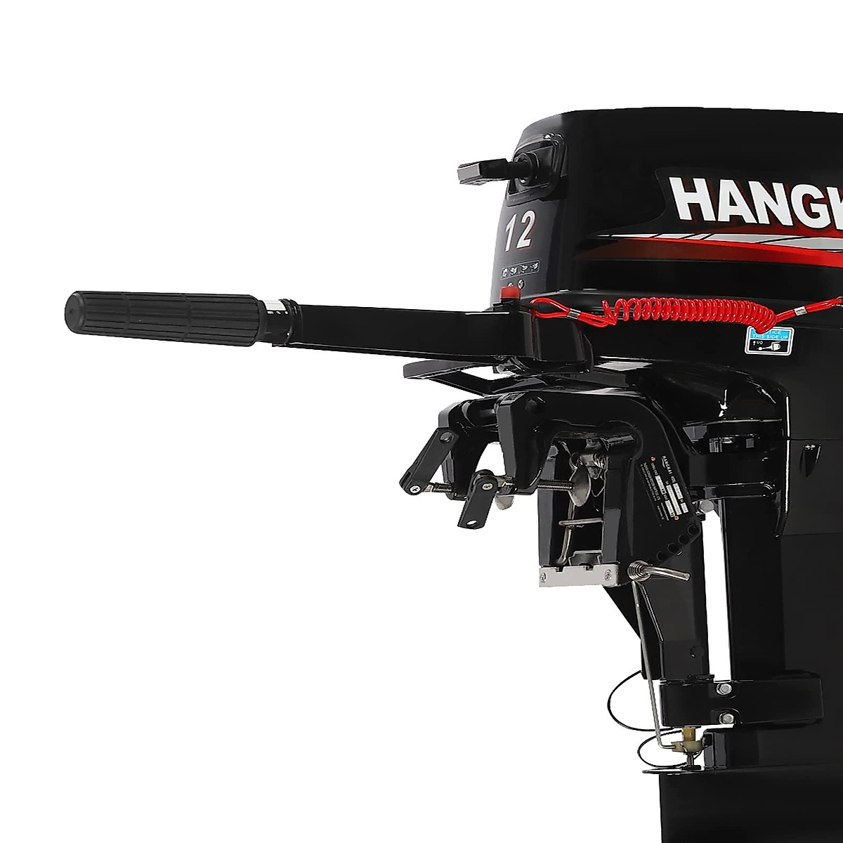 2 Stroke 12HP Outboard Motor, 169CC HANGKAIGas Outboard Boat Motor Water-cooling Long Shaft CDI Heavy Duty Fishing Boats Motor Enginefor Kayaks Canoes Dinghies Inflatable Boats Motors