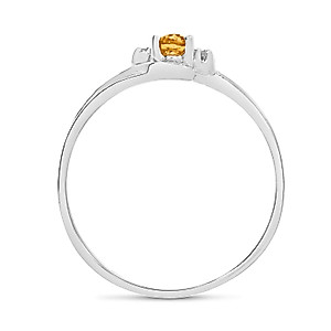 14k White Gold Oval Citrine And Diamond Ring (Size 7)