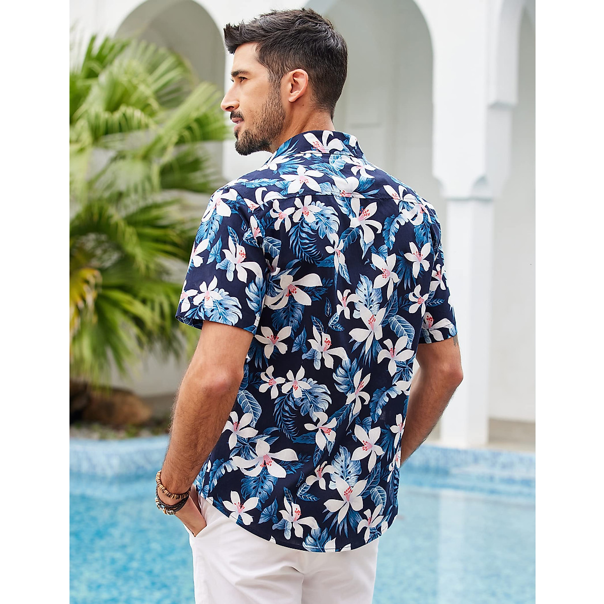 COOFANDY Mens Tropical Shirts Short Sleeve Hawaiian Print Shirts Vacation Beachwear