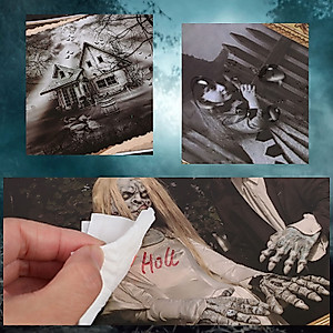 Ioffersuper 14Pcs Haunted Pictures Gothic Mansion Portraits Horror Pictures Frame 3D Face Expression Scary Picture for Haunted House Home Halloween Party Decor, with 100Pcs Self Adhesive Dots