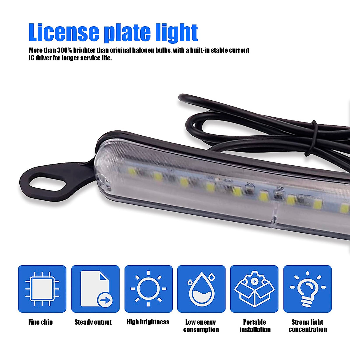 QODOLSI Pack-1 LED License Plate Light, Universal Car License Plate Light, Bright Running Light Reversing Lights LED License Plate Light (White)
