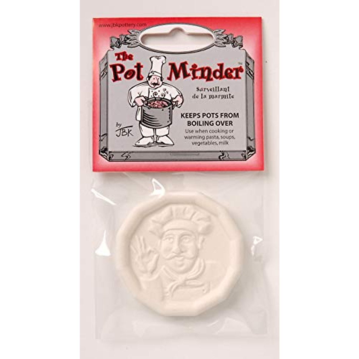 JBK Pottery Chef Design Ceramic Pot Minder - Helps prevent boil overs