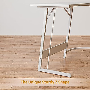 CubiCubi L Shaped Gaming Desk Computer Office Desk, 47 inch Corner Desk with Large Monitor Stand for Home Office Study Writing Workstation, White