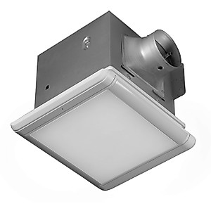 Homewerks 7145-80V-HS Dual Speed Bathroom Exhaust Fan with Integrated Dimmable LED and Automating Humidity Sensor, 1.0-1.5 Sones 80-110 CFM, Smart Moisture White