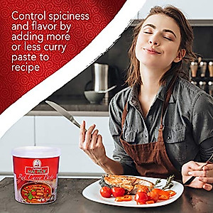 Mae Ploy Red Curry Paste, Authentic Thai Red Curry Paste For Thai Curries And Other Dishes, Aromatic Blend Of Herbs, Spices And Shrimp Paste, No MSG, Preservatives Or Artificial Coloring (14oz Tub)