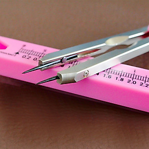 Airgoesin EKG ECG Calipers Nursing or Doctor Caliper Divider for Measuring Drafting Electrocardiographs with Ruler (Pink)