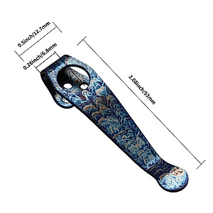 2 Packs Titanium Deep Carry Pocket Clip for Spyderco Para 3, Paramilitary 2, Smock, Delica, Endura and More Models Knives, Colorful Crackle Pattern Pocket Clip with 6 Pieces Screws