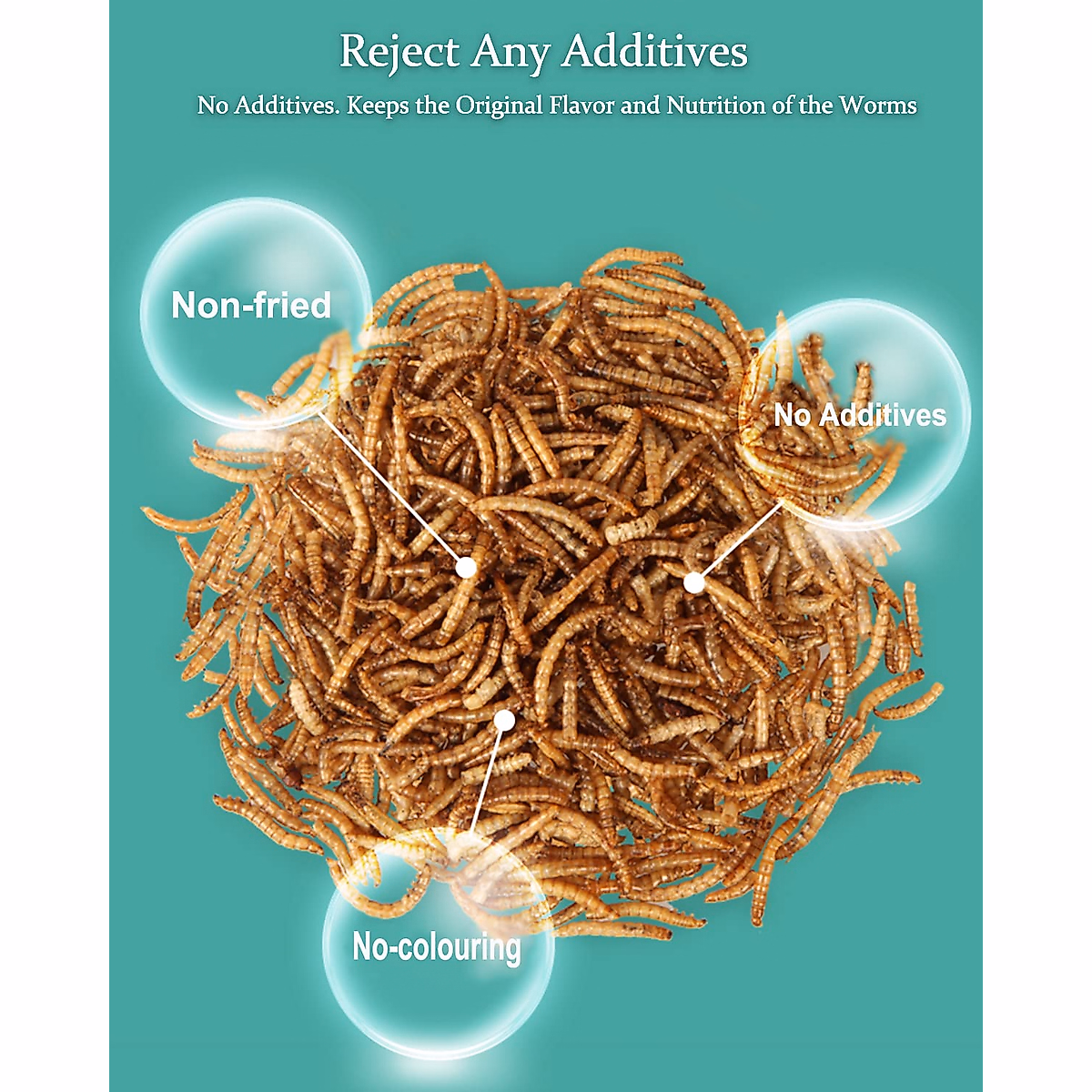 Reptile Food Dried Mealworms Pet Worms Food for Bearded Dragon, Lizard, Turtles, Chameleon, Monitor, Frog, Sugar Glider, Chickens, Birds, Hamsters and Hedgehogs (3.5 OZ)