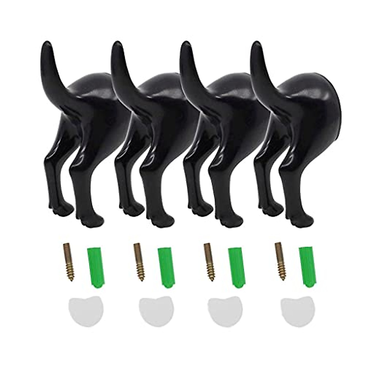 KKirafairy 4Pcs Nordic Plastic Dog Tail Hooks Wall Mounted Coat Hat Key Hanger Decoration