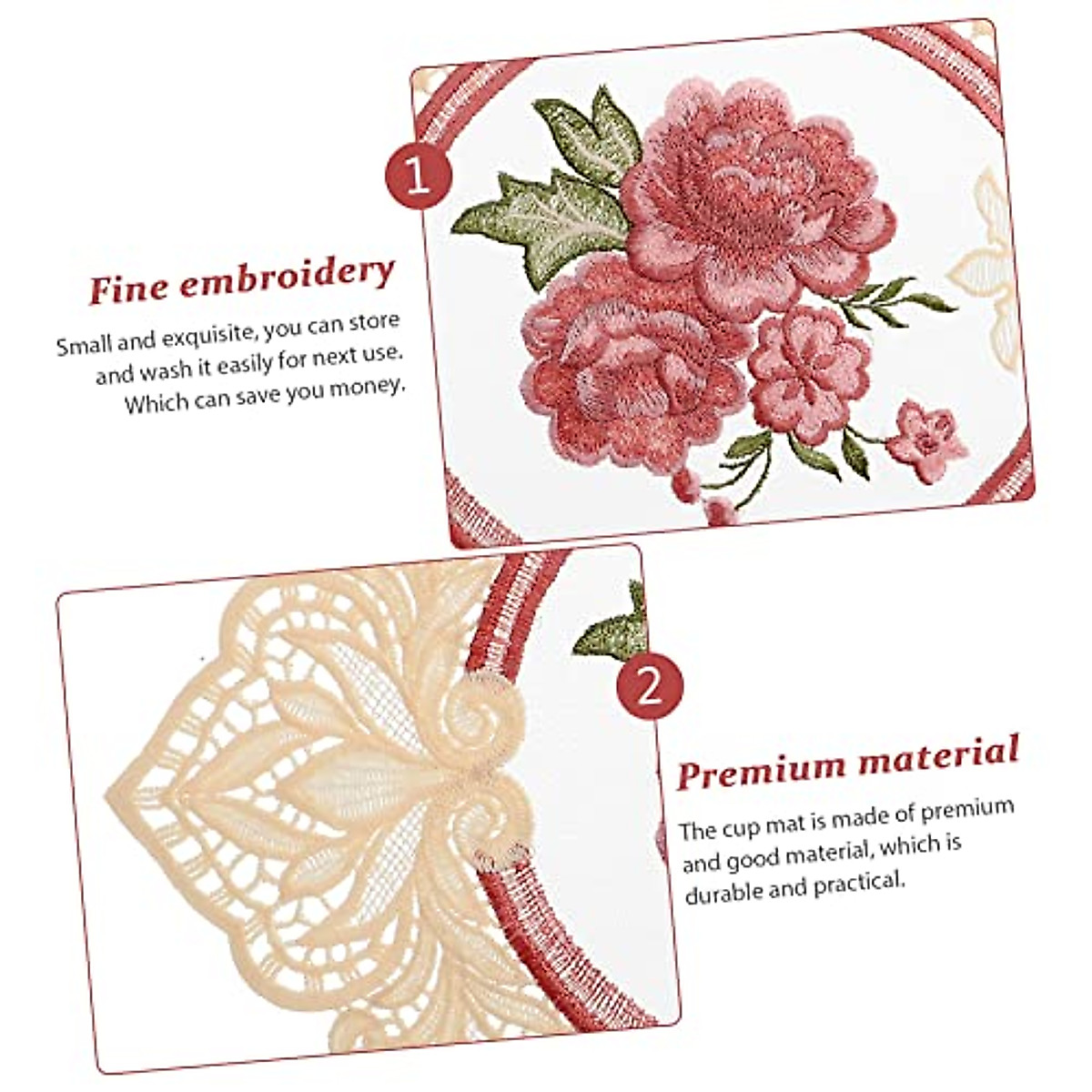 DOITOOL Table Mat Jute Placemat Adorno para Mesa De White Cotton Tablecloth Farmhouse Coasters Heat Proof Placemat Cotton Placemats Retro Lace Coaster Lace Place Mat Decor Mug 4pcs