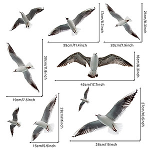 MEFOSS 3D Seagull Wall Decals Peel and Stick DIY Flying Sea Birds Wall Decor Vinyl Stickers for Living Room Bedroom Kids Room Office Window Decorations