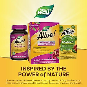 Nature's Way Alive! Women's 50+ Complete Multivitamin, Supports Healthy Heart, Brain, Bones*, B-Vitamins, Gluten-Free, 50 Tablets (Packaging May Vary)