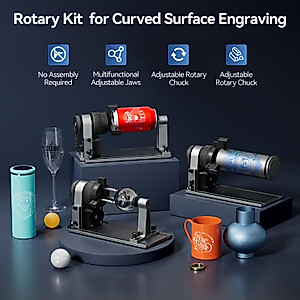 Woxcker ARot8 Rotary Roller, 4 in 1 Multi-Function Chuck Rotary Roller, Adjustable Jaw Chuck Rotary for Engraving Cylindrical Objects, Tumbler, Baseball Bat, Ring, Compatible with Most Engraver