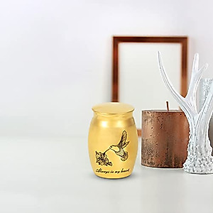 KETAN Decorative Urn for Human Ashes, Hummingbird and Hibiscus Flower Small Cremation Urns Keepsake for Adult/Pet/Male/Female Always in My Heart