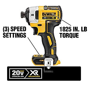 DEWALT DCF887BR 20V MAX XR 1/4in 3-Speed Cordless Impact Driver TOOL ONLY (Renewed)