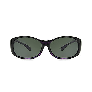 Dioptics Women's Haven Sunset AZT Fits Over Sunglasses Polarized Rectangular, Purple Tortoise, 60 mm