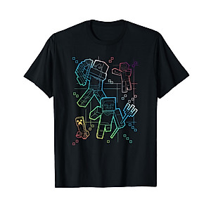 Minecraft Group Shot Rainbow Collage T-Shirt
