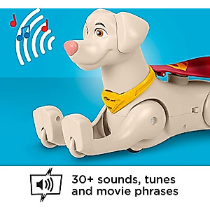 Fisher-Price DC League of Super-Pets Krypto Toy, 14 inches long, Authentic Movie Figure with Sounds Phrases & Motorized Motion, Rev & Rescue, for 3 years and up