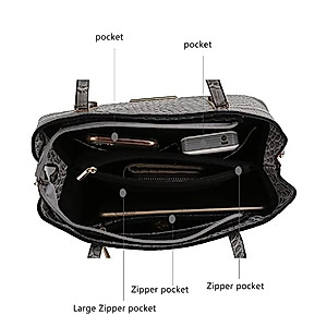 MKF Collection Tote Bag for Women, Crocodile Embossed Vegan Leather Fashion Designer Satchel Handbag Crossover