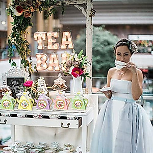 Cieovo 24 Pieces Tea Party Treat Gift Boxes, Tea Time Floral Party Favor Boxes Treat Boxes Candy Bags for Tea Garden Wedding Bridal Birthday Baby Shower Party Decorations Supplies