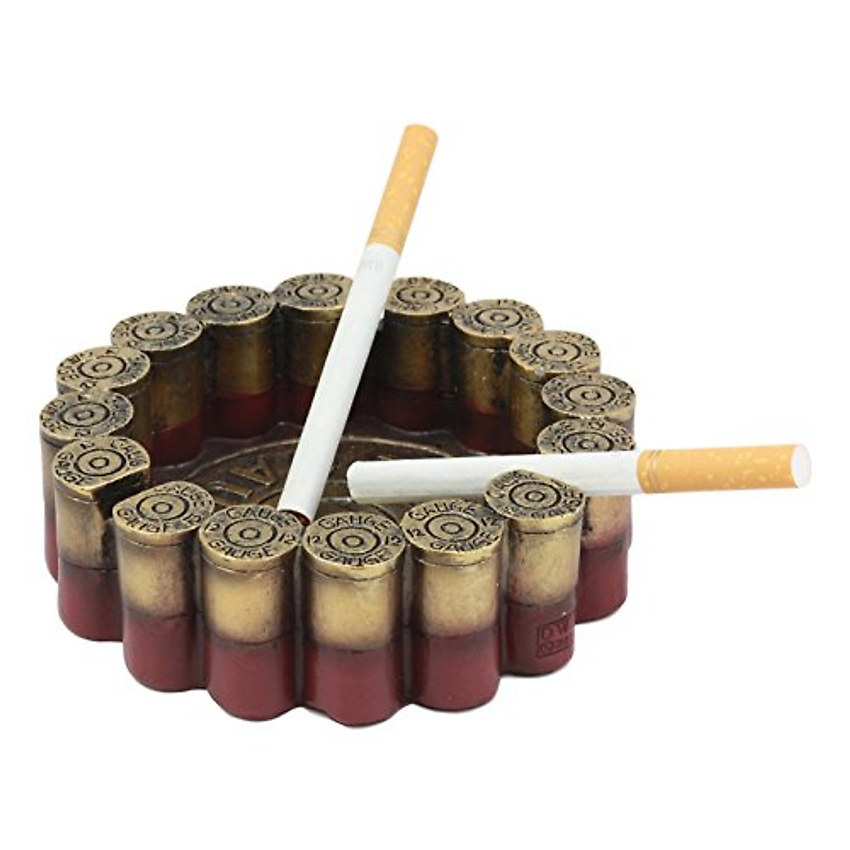 Ebros Rustic Western 12 Gauge Shotgun Shells Round Cigarette Ashtray Figurine 4.5"Diameter for Marksmen Hunting Country Old World Outdoor Lovers and Fans Decorative Ashtrays
