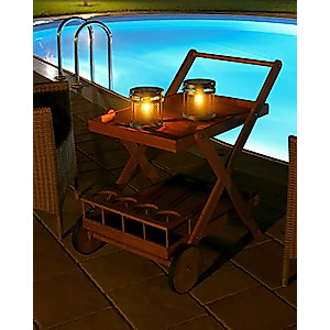 Solar Outdoor Floor Lamp with 2 Hanging Lanterns JACKYLED Solar Landscape Floor Lamp with Shepherd Hook Pole 61'' Tall, IP65 Waterproof Metal Solar Outdoor Lights for Garden Patio Porch Deck Yard Path