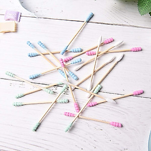 AKOAK 100 Pcs/set Colorful Double Head Spiral Cotton Swabs, Ear Picking Cotton Swabs, Makeup Remover Sanitary Swabs (Green)