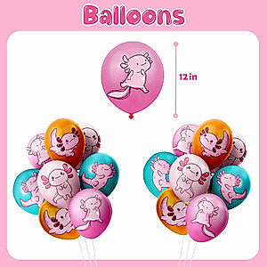 105 Pcs Axolotl Birthday Decorations Party Supplies Axolotl Cupcake Toppers Balloons Happy Birthday Banner Stickers