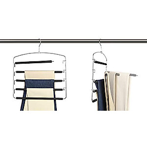 Magicool Space Saving Metal Pants Hangers(4 Pack) 5 Layers Skidproof Foam Padded with Swing Arm Closet Organizer for Pants Jeans Trousers Skirts Scarf Ties