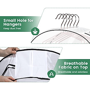 Carbrea Garment Bags for Travel - 43 Inches All Clear Garment Bag for Hanging Clothes 10 Inches Gusseted Suit Bags for Men Travel Dance Bag Clothing Storage Bags for Women Clothes Storage 3 Pack