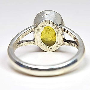 Gemsonclick Natural Yellow Sapphire Solid Silver Cut Ring 7 Ct September Stone Chakra Healing Size 5-13