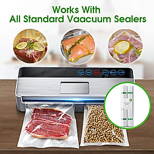 Vacuum Sealer Bags, 2 Rolls Thicker Heavy-Duty Commercial Quality Textured Vacuum Seal Bags for Food Storage Saver Sous Vide Cooking.