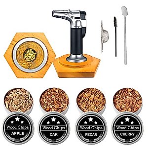 Cocktail Smoker Kit with Torch - Bourbon Whiskey Gifts for Men, Drink Smoker Infusion Kit for Smoked Old Fashioned Cocktails, Smoke Kit, Birthday Anniversary Unique Gifts for Him Dad Boyfriend Husband