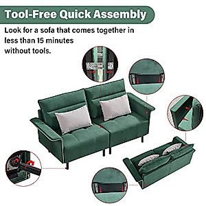 gefayluo 72 inch Loveseat Sofa Couch for Living Room, Small Mid Century Modern Sofa, Upholstered 2-Seater Velvet Love Seats Couch for Bedroom, Apartment, Home Office, Tool-Free Assembly