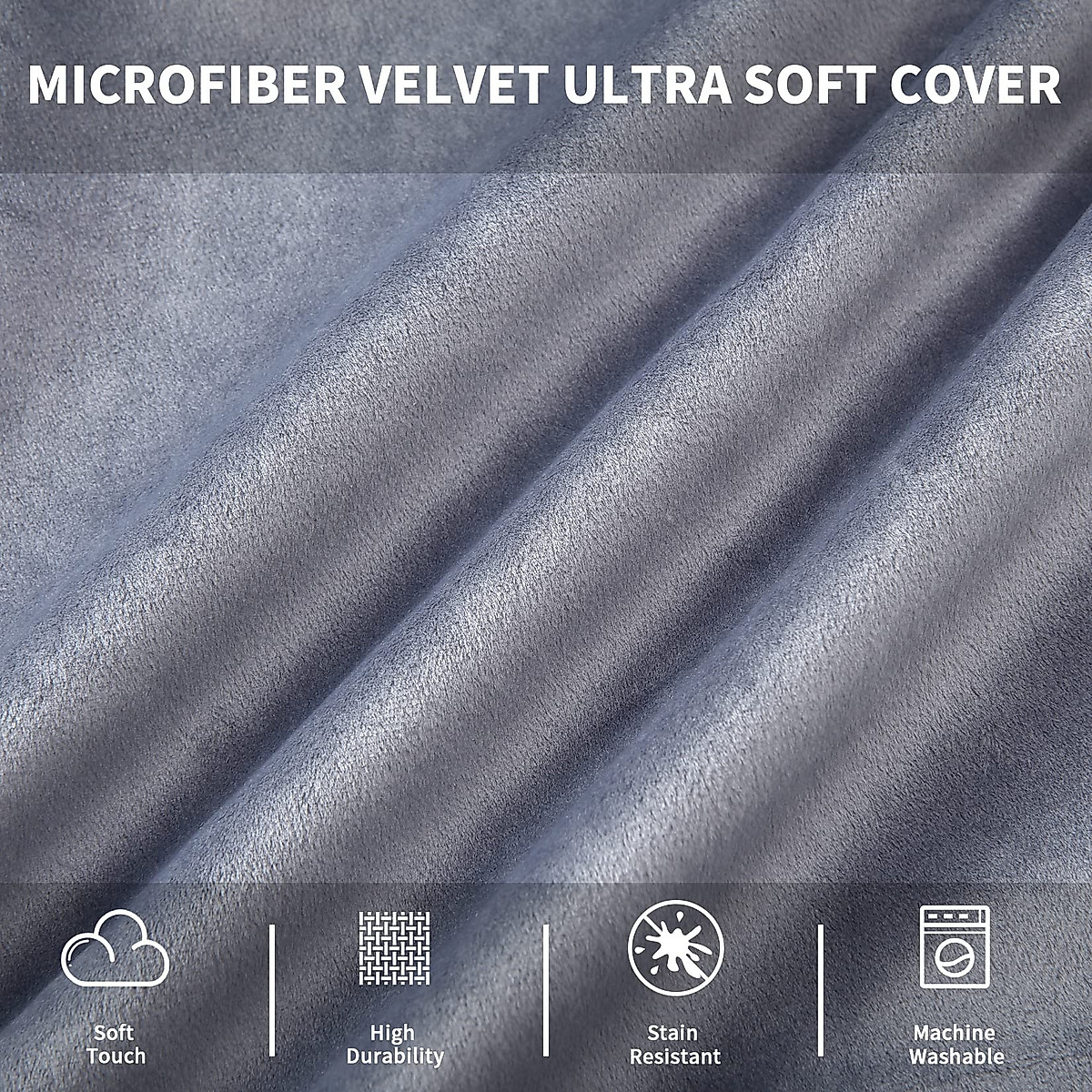 GlowSol Big Huge Giant Bean Bag Chair for Adults, Memory Foam Bean Bag Chair with Removable Machine Washable Plush Velvet Cover, Stuffed Sofa Chair, 4FT, Grey