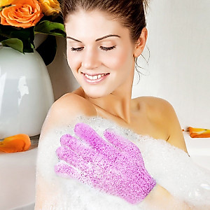 12 Pcs Exfoliating Shower Bath Gloves for Shower,Spa,Massage and Body Scrubs,Dead Skin Cell Remover Solft and Suitable for Men,Women and Children
