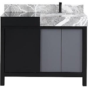 Lexora Home Zilara 42" Single Marble Top Bathroom Vanity with Gun Metal Faucet