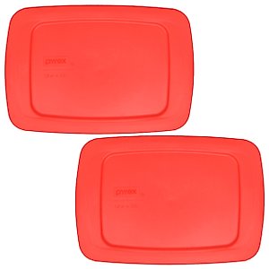 Pyrex C-213 1.5 Quart Red Easy Grab Storage Lid Cover - 2 Pack Made in the USA