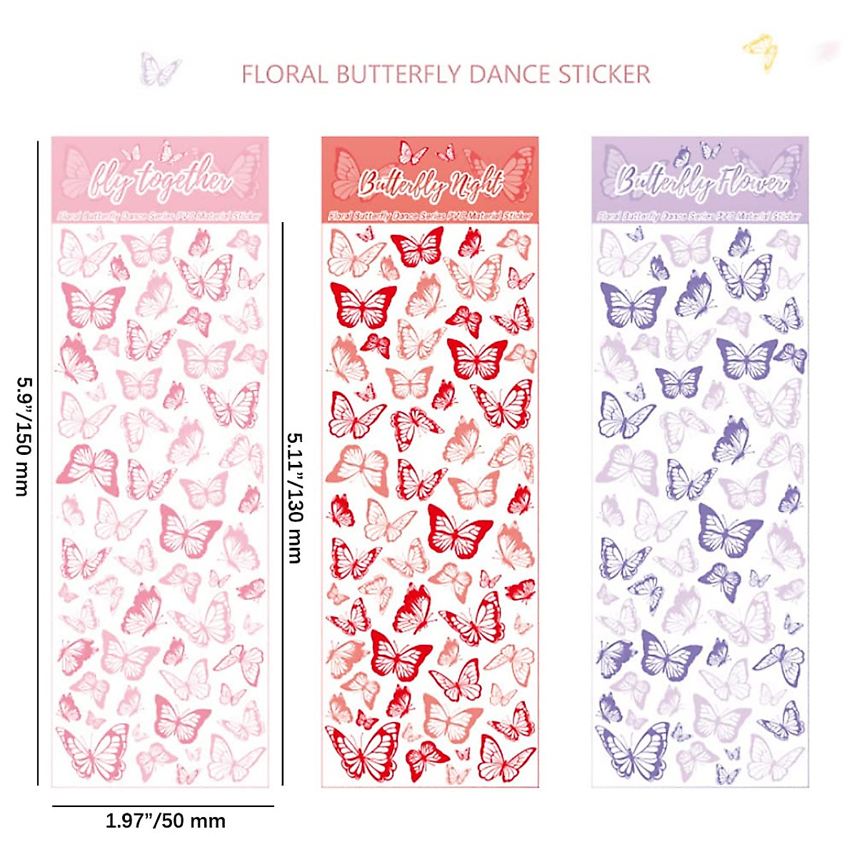 Scrapbook Stickers 24 Sheets Self-Adhesive Deco Stickers,Colorful Butterfly Scrapbooking Sticker,Shiny Korean Stickers Waterproof Journal Stickers for Postcard Photo Planner Diary Card Decoration