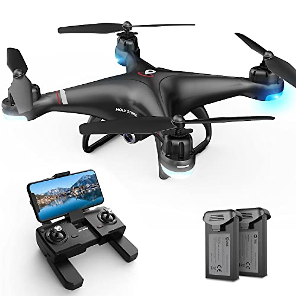 Holy Stone GPS Drone with 1080P HD Camera FPV Live Video for Adults and Kids, Quadcopter HS110G Upgraded Version, 2 Batteries, Altitude Hold, Follow Me and Auto Return, Easy to Use for Beginner
