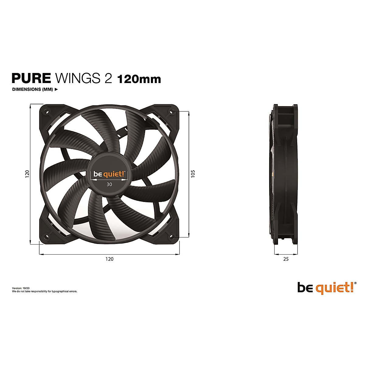 Be quiet! Pure Wings 2 120mm PWM high-Speed, BL081, Cooling Fan, Black