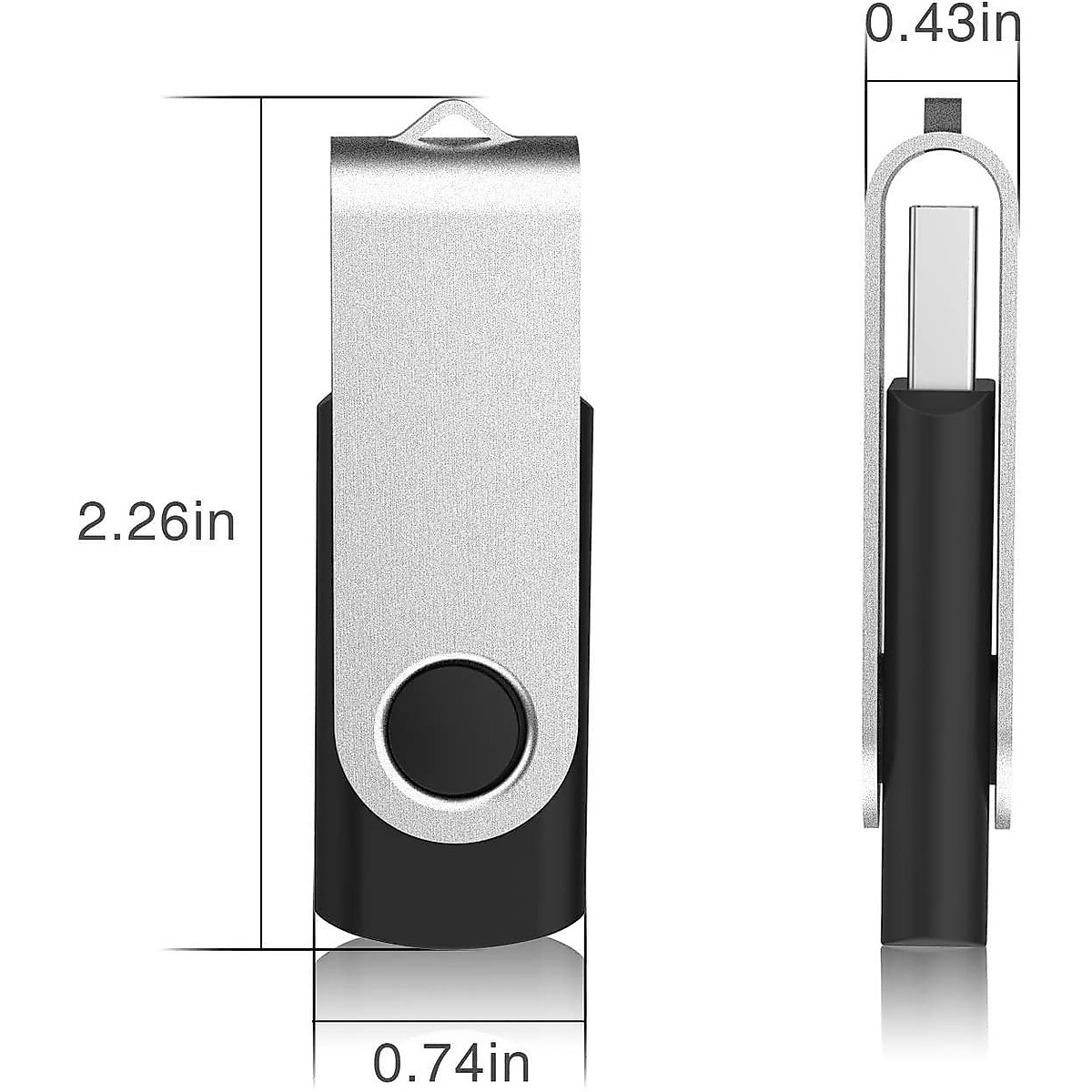 20PCS 128MB 256MB 512MB Bulk Flash Drives USB 2.0 Flash Drives Pack Thumb Drives Bulk Swivel Bulk USB Drives, Black (20PACK 256MB)